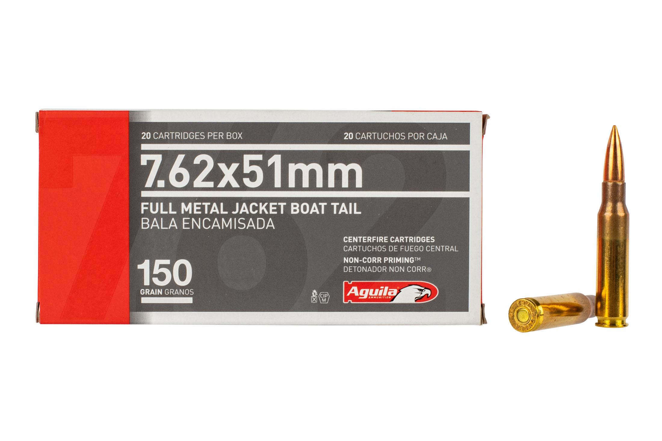 Aguila 7.62x51 NATO 150gr Full Metal Jacket Boat Tail Ammo - Box of 20 ...