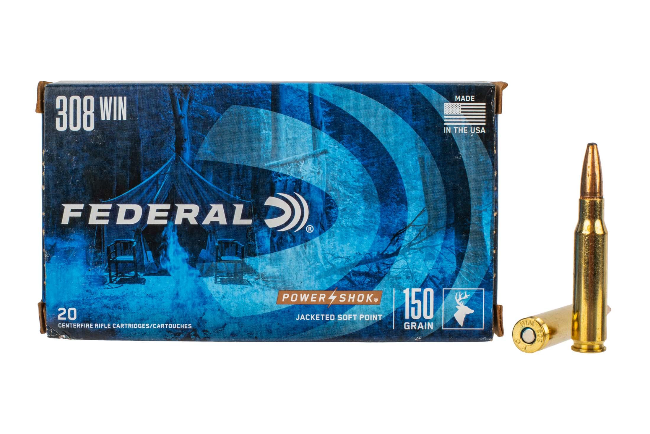 Federal Power Shok 308 Winchester 150gr Soft Point Ammo - Box of 20 FE308A