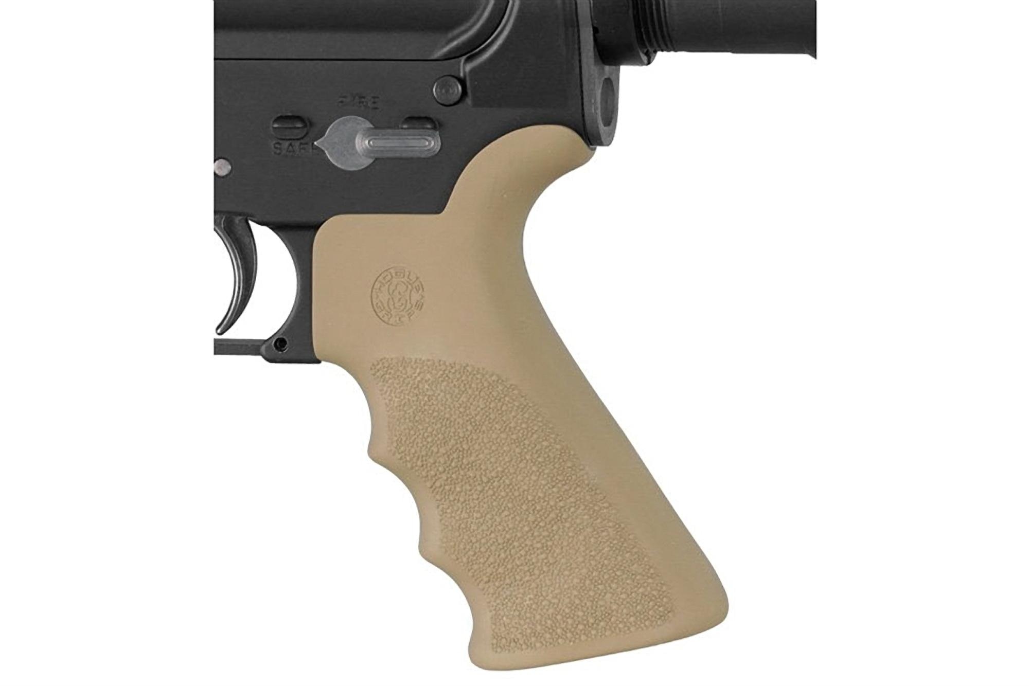 Hogue AR-15 OverMolded Pistol Grip - Beaver Tail - Finger Grooves - FDE ...